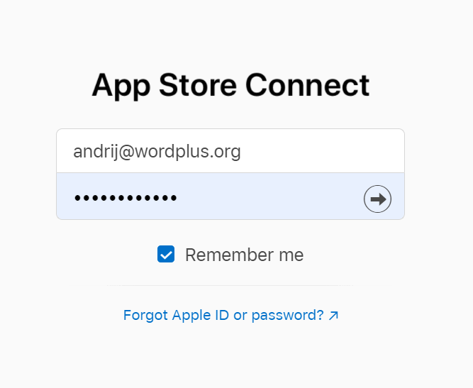 Creating iOS app in Apple App Store Connect - WordPlus